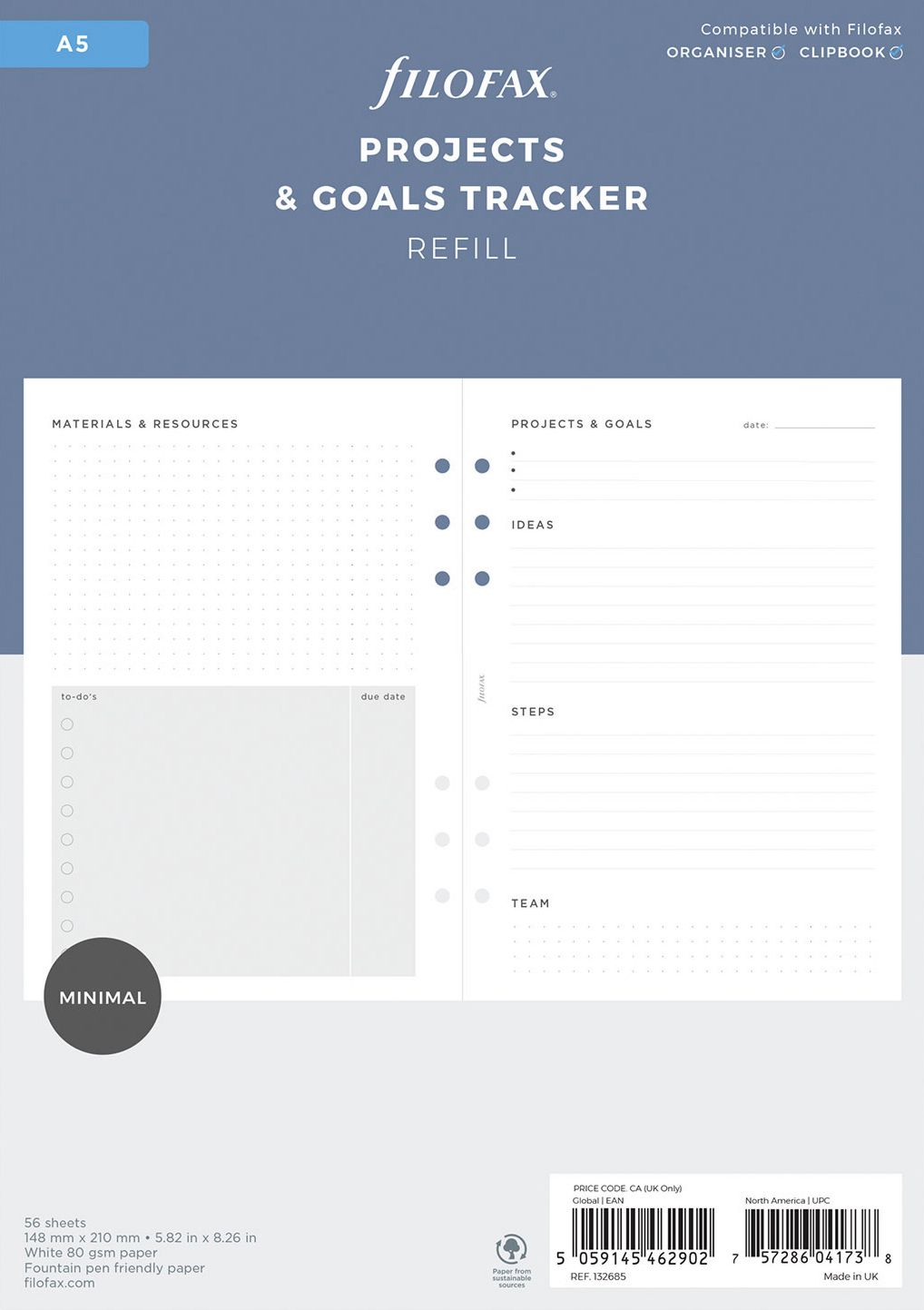 Пълнител за органайзер projects and goals tracker Filofax - store.bg